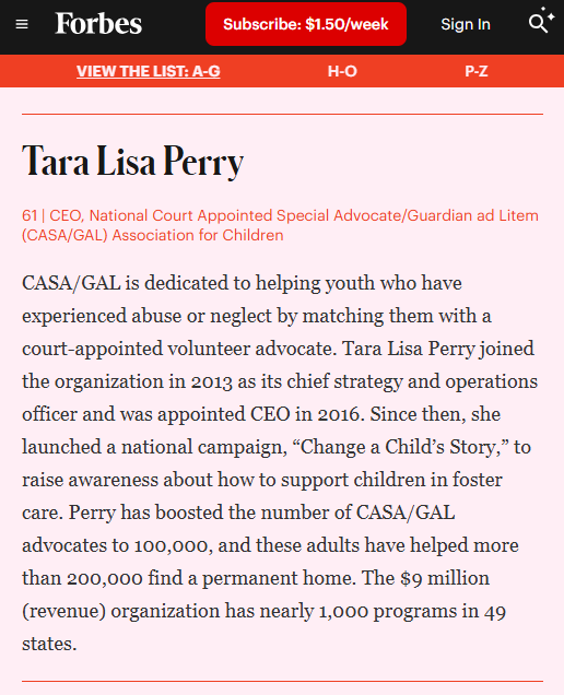 Forbes recognizes National CASA/GAL CEO Tara Lisa Perry - National CASA ...